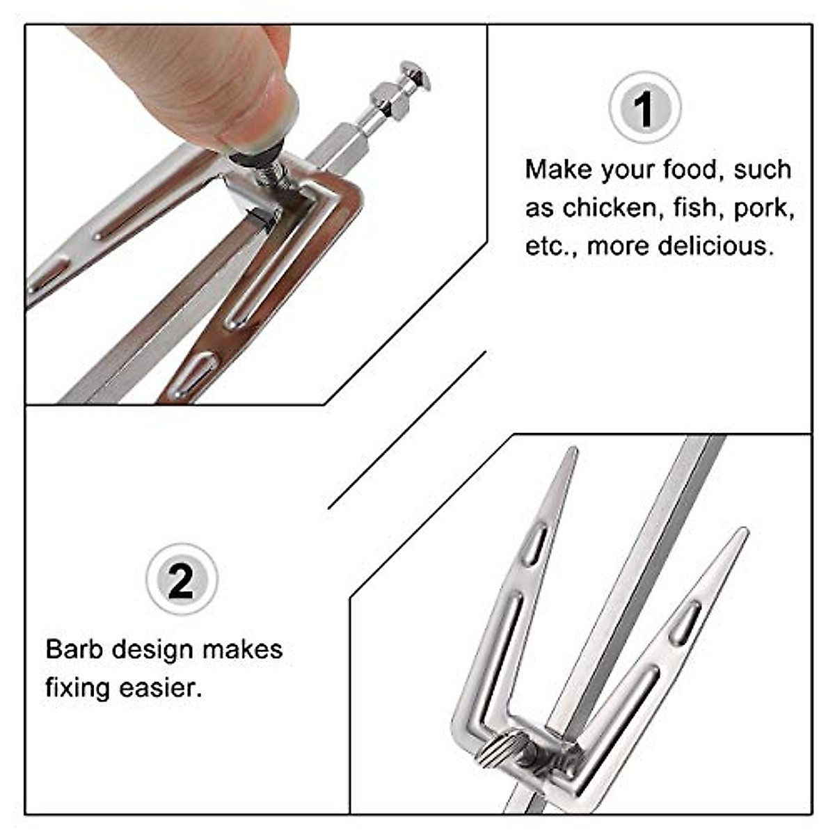 SENTOP Stainless Steel Air Fryer Fork, Roast Chicken Fork Fish Meat Grilling Fork, Air Fryer Accessories Grill Fork for BBQ Home Kitchen Outdoor Camping