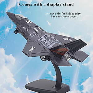 OTONOPI Fighter Jet Military Plane Model F-35 Aircraft Army Air Force Diecast Metal Pull Back Bomber Attack Plane with Lights and Sounds for Kids or Commemorate Collection