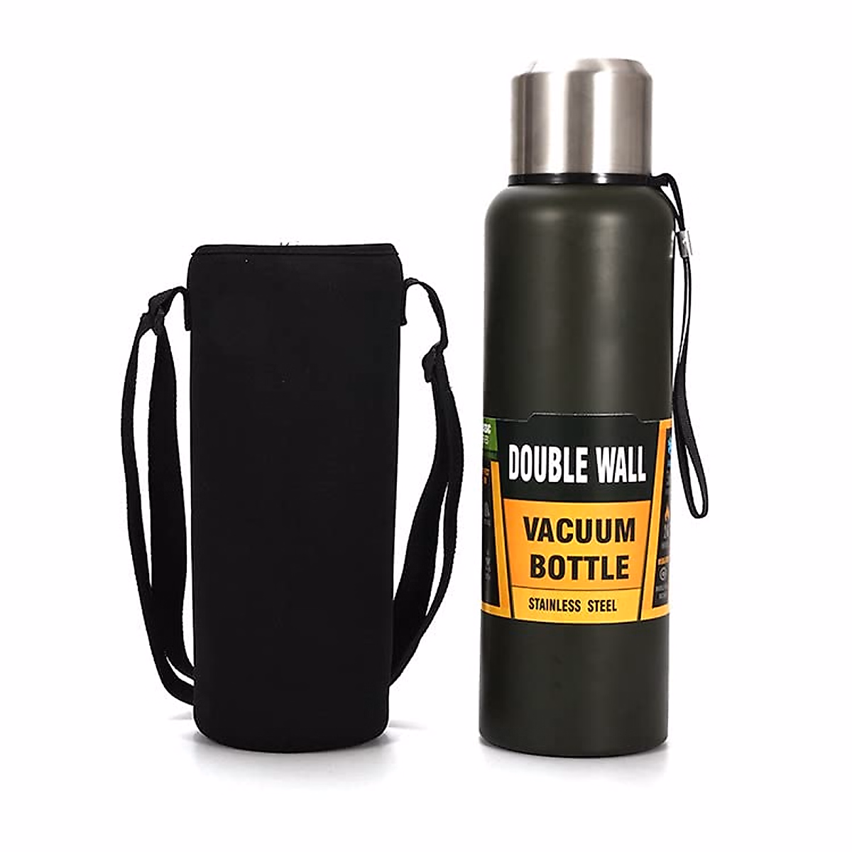 NewStyp Large Capacity Stainless Steel Thermos Portable Vacuum Flask Insulated Tumbler with Rope Thermo Bottle 500/750/1000/1500ml (750ML, Blue)