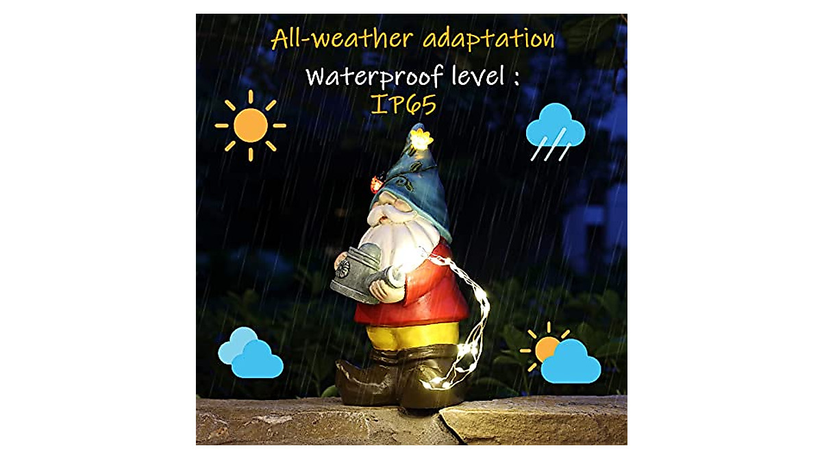 Vcdsoy Solar Garden Gnome with Lights - Waterproof Resin Decor