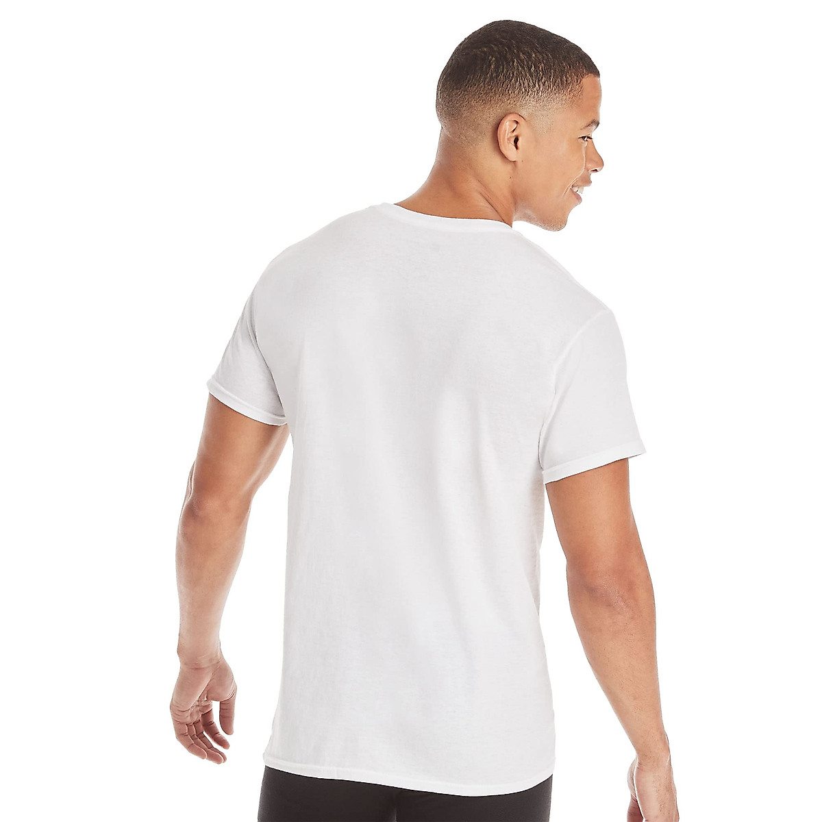 Hanes Mens Cotton, Moisture-wicking Crew Tee Undershirts, Multi-packs, White - 6 Pack, Large US