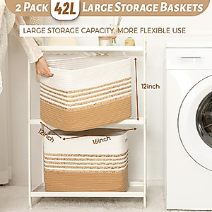 SIXDOVE Baskets 2 Pack, Large Storage Baskets for Organizing, Luandry Basket for Closet,Cotton Rope Blanket Basket for storage, Toy Storage Basket for Living Room, Laundry Room, Bedroom-Brown