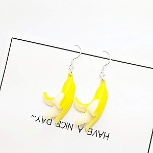 Cute Food Imitate Hamburger Banana Donut Ice Cream Dangle Stud Earrings Resin for Women Jewelry (Banana)