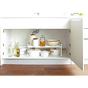 YAMAZAKI home Wired Organizer Rack-Kitchen Storage Shelves, One Size, White - 3803
