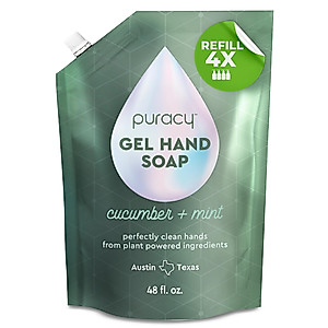 Puracy Organic Hand Soap, Professional Hand Washers We've All Become, Moisturizing Natural Gel Hand Wash Soap, Liquid Hand Soap Refills for Soft Skin (Refill Cucumber & Mint, 48 Ounce)