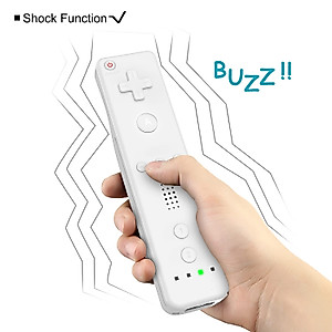 2 Pack Remote Controller Gesture Controller and Nunchuck Joystick Compatible for wii/wii u, Controller With Silicone Case and Wrist Strap - White