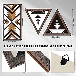 3 Pieces Wooden Aztec Sign Wall Art Farmhouse Home Wall Decor Wood Geometric Wall Hanging for Bedroom Living Room, Boho Wall Art Prints on Wood (Triangle Style)