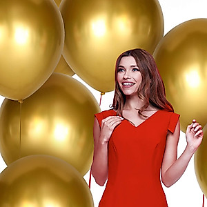 SKYLETY 10 Pieces 18 Inch Metallic Balloons Shiny Latex Balloons for Birthday Wedding Party Decoration (Gold)