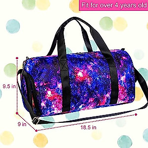 Kids Duffle Bag for Girls, Travel Bag with Shoe Compartments, Weekender Sleepover Dance Tote Bag for Teens, Water ResistantSports Carry on Gym Sports Bag - Purple