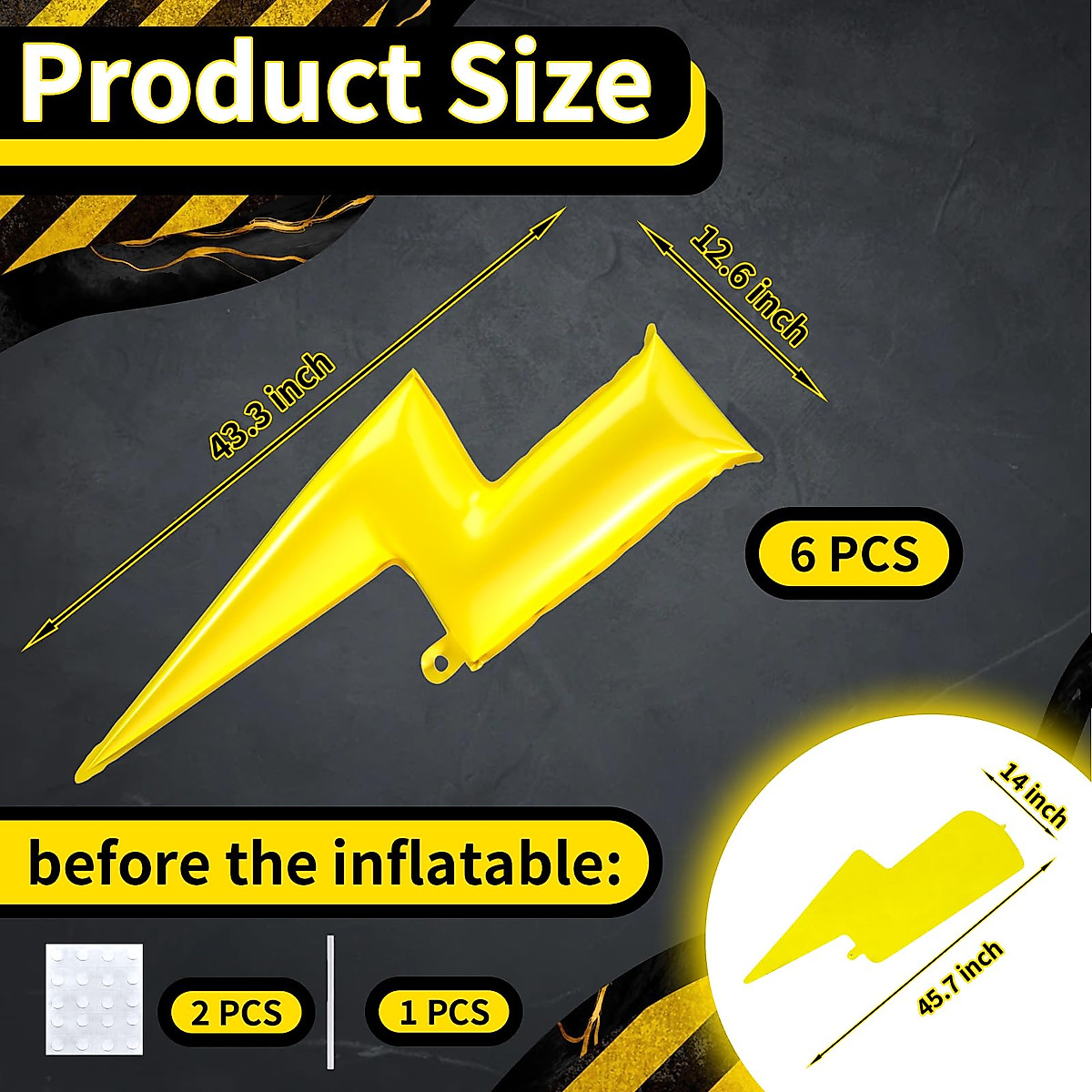 6 Pcs Lightning Balloons 45 Inch Yellow Flash Mylar Foil Balloons For Party Thunder Lightning Shape Floatable Balloons For Boys Electric Birthday Party Wedding Graduation Baby Shower Decors