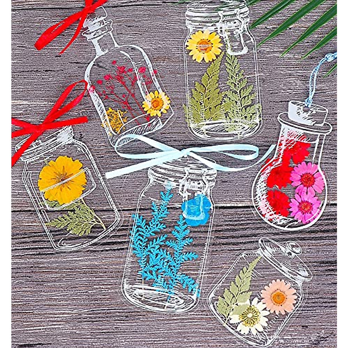 Dried Flower Bookmarks Set, DIY Bookmarks, Transparent Dried Flower Bookmarks, Beautiful DIY Dried Flower Bookmark, Flower Bookmarks Maker (A)