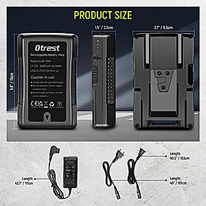OTREST 6600mAh V Mount Battery, BP-95W 14.8V 95Wh Rechargeable Li ion Battery with D Tap Output Charger and Cable for Video Broadcast LED Light Compatible with Sony BMPCC Camera Camcorder