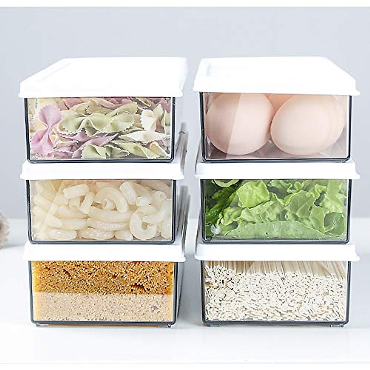 AIYoo Flatware Tray Kitchen Drawer Organizer With Lid And Drainer - Plastic Food Storage Container food storage box for refrigerator Dinnerware Holder