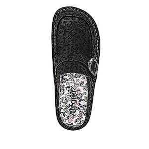 Alegria Women's Brigid Ivalace Leather Moc Toe Open Back Clog with Heel Cup 5-5.5 M US