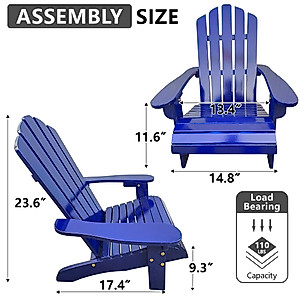 Wood Children Adirondack Chair,Ergonomic All-Weather Adirondack Chairs,Durable Patio Lounge Chair for Outdoor,Garden,Lawn,Indoor,Blue
