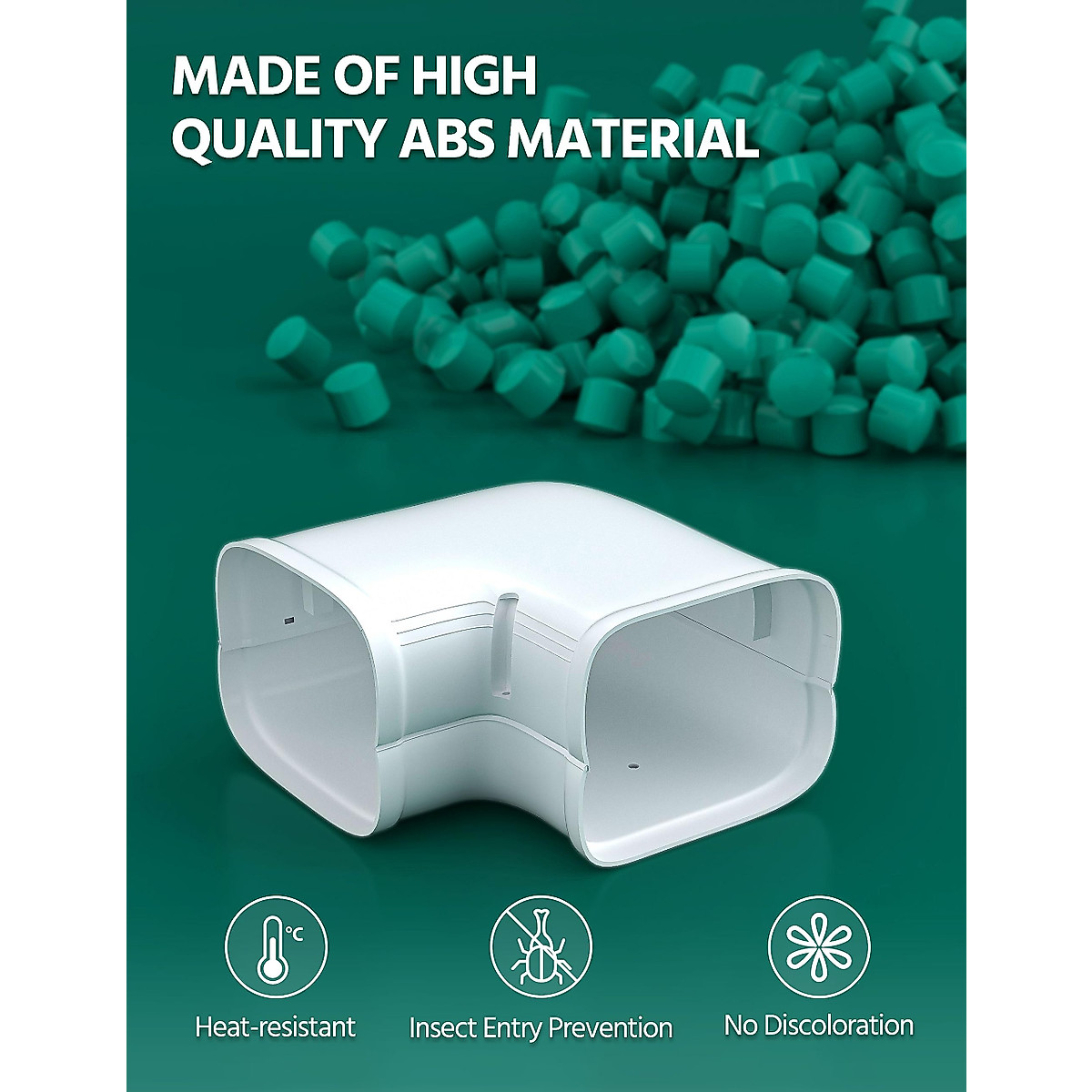 mensaosao 3" W 90° Flat Elbow, Level Bend Cover, Decorative PVC Line Set Cover Kit Parts Accessories for Ductless Mini Split Air Conditioners, Central AC and Heat Pumps