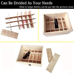 Essential Oil Bottles Storage for 60 Bottles - Holds 5 10 15 20 30 ml Travel Box For Young Living & Doterra bottles - Essential Oil Box Natural Wood(Update Version)
