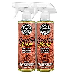 Chemical Guys AIR_102_1602 Leather Scent Premium Air Freshener and Odor Eliminator, Long-Lasting, Just Like New Scent for Cars, Trucks, SUVs, RVs & More, 16 Fl Oz (2 Pack)