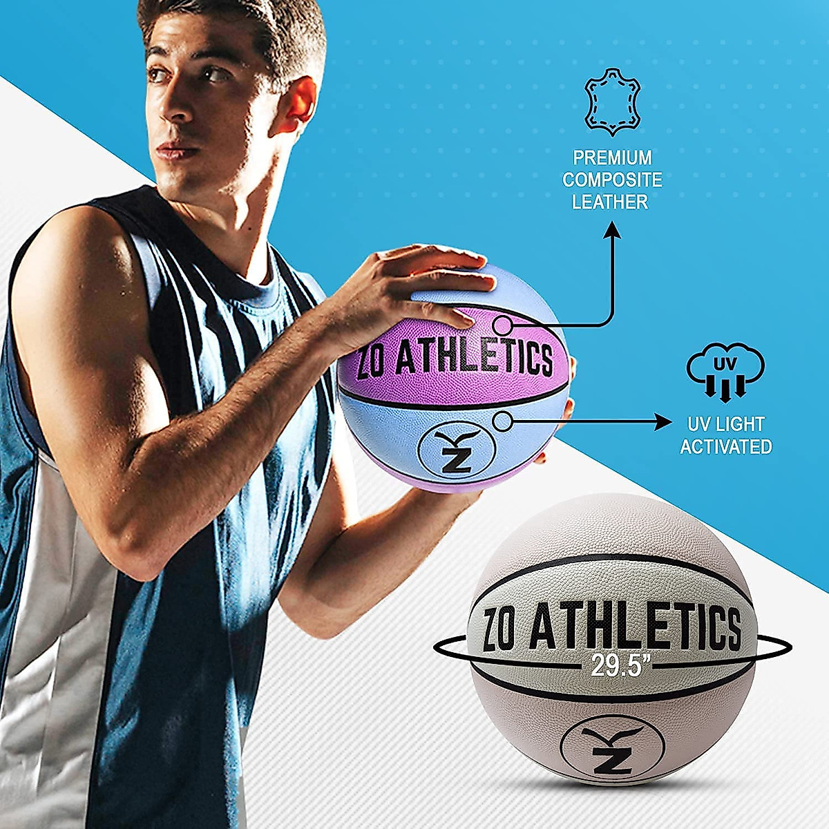 Zo Athletics Indoor Outdoor Shooting Basketball - Basketball Training Equipment - Size 7 - Gift Ideas for Boys and Girls﻿ Basketballs (COLOR CHANGE)