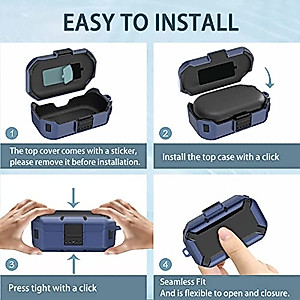 [with Lock] TOLUOHU Cover for Bose QuietComfort Earbuds Case, Shock-Absorbing Protective PC+TPU Security Lock Case Compatible with Bose QuietComfort Earbuds for Men Women with Keychain (Blue)