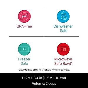 Tupperware Brand Microwave Reheatable Cereal Bowls (500mL/2 Cup) + Lids - Dishwasher Safe & BPA Free - Airtight, Leak-Proof Food Storage Containers