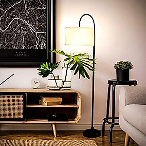 Brightech Nora Bright Arc Tall Lamp, Contemporary LED Floor Lamp, Standing Lamp for Living Rooms & Offices, Mid-Century Modern Standing Lamp with Heavy Base for Bedroom - Black