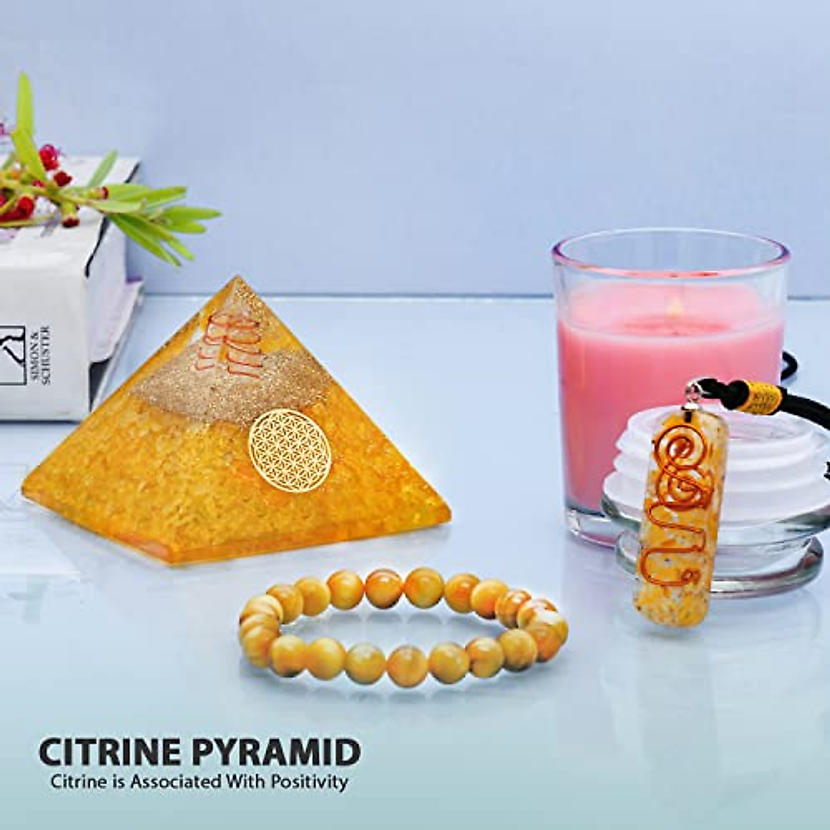 Orgone Pyramid - Citrine Pyramid - Crystal Decor - Stones and Crystals - Meditation Accessories - Wealth Pyramid - Witchcraft Supplies - Positive Crystals - Chakra Pyramid