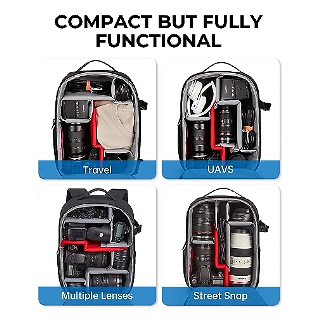 BAGSMART Camera Bag, DSLR SLR Camera Backpack Fits 13.3 Inch Laptop, Anti-theft Photography Backpacks with Rain Cover Tripod Holder, Grey