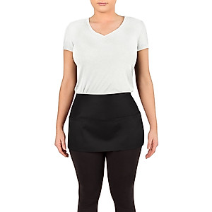 KNG Waitress Apron with 3 Pockets – 11 inch Waist Apron - Black