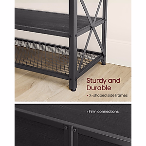 VASAGLE TV Stand, TV Console for TVs Up to 70 Inches, TV Table, 63 Inches Width, TV Cabinet with Storage Shelves, Steel Frame, for Living Room, Bedroom, Black with Wood Grain ULTV095B22