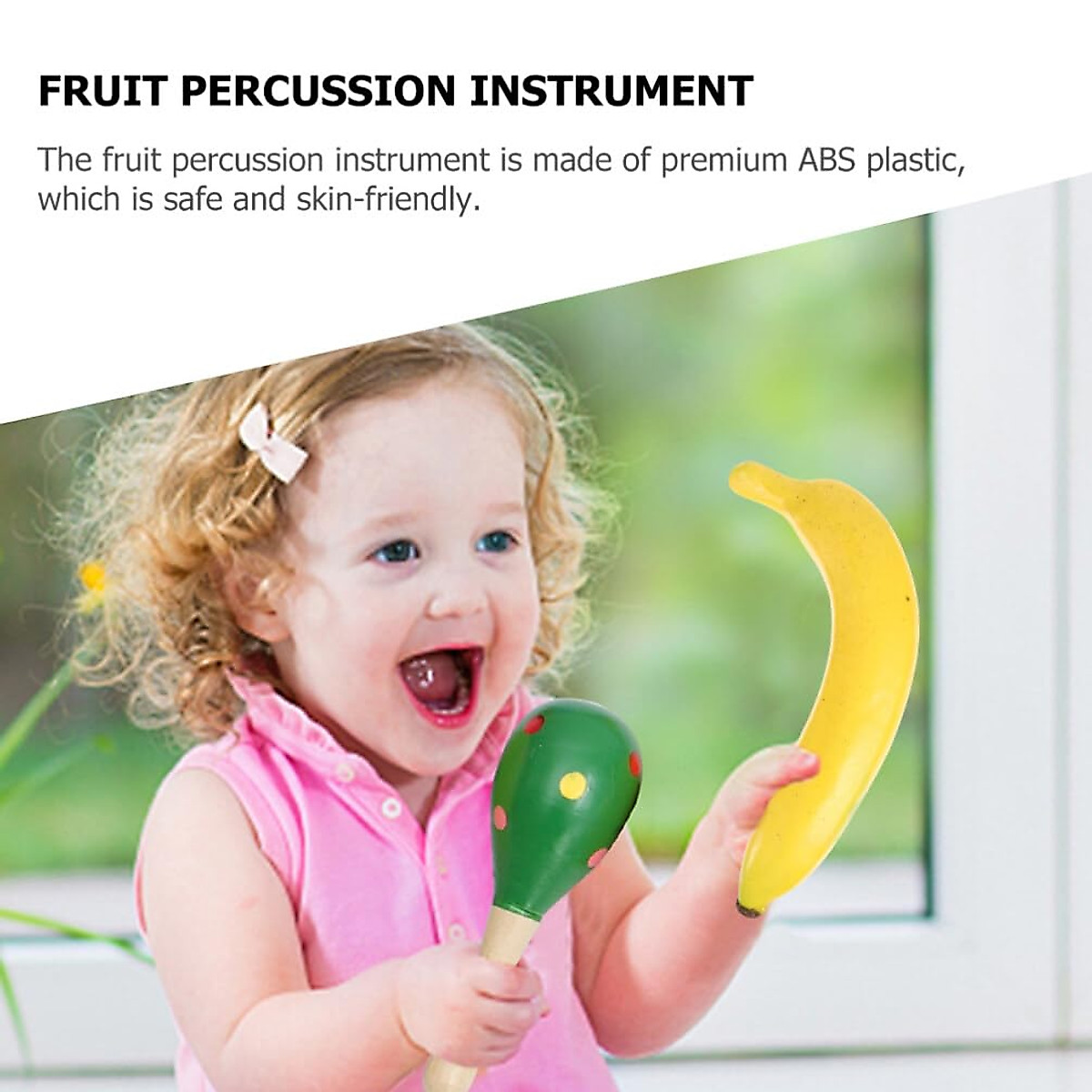 SUPVOX 2pcs Musical Shakers Fruit Sand Shakers Plastic Banana Orange Maracas Percussion Musical Toy Hand Percussion Children Maraca Percussion Instrument Cognitive Toys