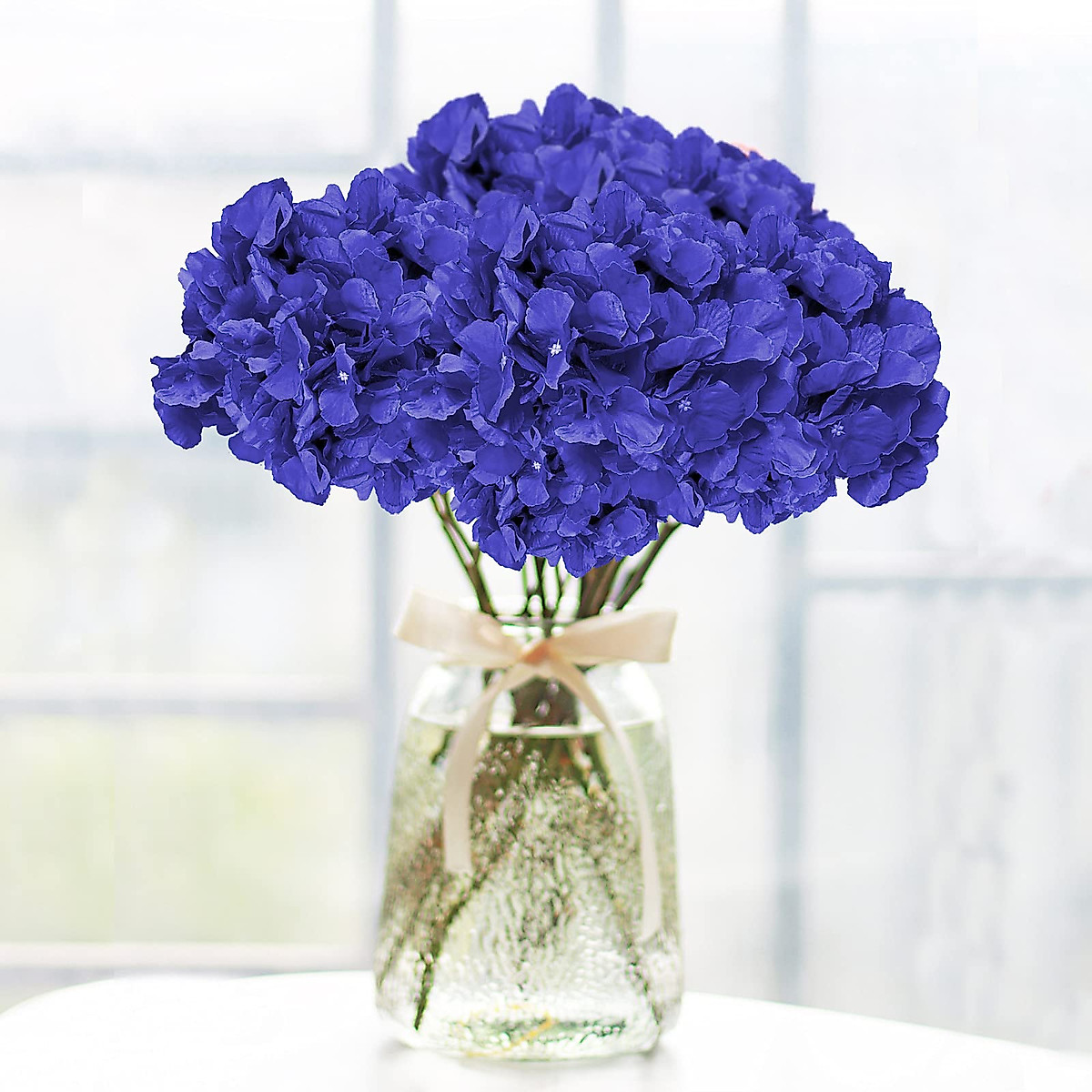 Jeejunye Hydrangea Slik Flowers Heads 12 Pieces with Stem, Fake Artificial Hydrangea Flower for Wedding Centerpiece Home Garden DIY