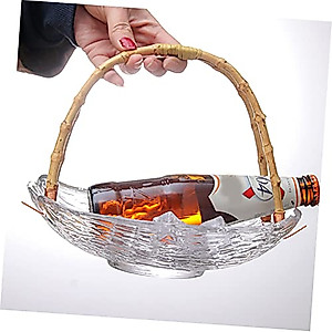Holibanna Bamboo Glass Fruit Bowl food serving plate Handheld Snack Basket wedding snack tray Dried Fruit Storage Organizer clear basket Dried Food Basket Bamboo weaving Storage Box candy