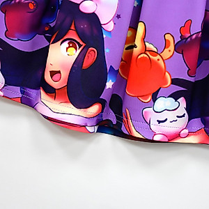 NOLLAM Fashion 3D Printing Game Short Dress Set Short Sleeve Shirt 3 Piece Set (purple, S)