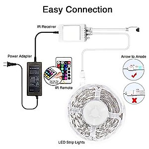 DAYBETTER Smart Led Lights 30ft, 5050 RGB Led Strip Lights Kits with 24 Keys Remote, App Control Timer Schedule Led Music Strip Lights