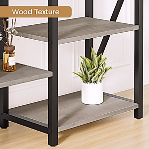 IDEALHOUSE Triple Wide 5 Tier Book Shelf, Tall Bookshelf with Open Display Shelves, Industrial Large Bookshelves and Bookcases with Metal Frame for Living Room, Bedroom, Home Office-Grey