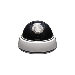 SABRE Fake Dome Security Camera, Flashing Red Light For Nighttime Visibility, Realistic Design Deters Intruders, Battery Operated, No Wiring Required, Fake Dummy Camera, White