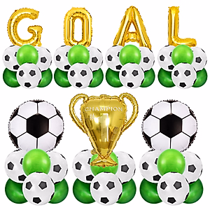 Soccer Balloons Soccer Party Decorations GOAL Trophy Balloons For Men’s Boy’s Soccer Birthday Party Sports Theme Party Football Theme Party Supplies (Style 01)