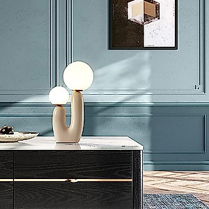 ACLBLK 2-Lights Nordic Simplicity Resin Table Lamp Post-Modern Creative Glass Desk Light G9 Bedroom Bedside Night Light for Villa Living Room Office Library Homestay Hotel Exhibition Hall