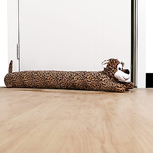 CERAYOU 36 Inch Heavy Duty Under Door Draft Stopper, Cute Animals Shape Door & Window Draft Guard to Save Energy, Decorative Weighted Bottom Insulation Stopper Noise Air Wind Dust Blocker, Leopard