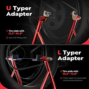 SPECSTAR Motorcycle Stand, 441 Lbs Capacity Rear Wheel Lift with U+L Adjustable Swingarm Spool, Heavy Duty Paddock Stand for BMW Suzuki Yamaha Honda Kawasaki, Black