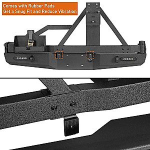 Hooke Road Tacoma Front Bumper & Rear Bumper w/Tire Carrier Combo Compatible with Toyota Tacoma 2005-2011 2nd Gen Pickup Truck (Textured Black Steel)