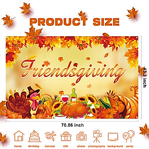 Friendsgiving Backdrop, Friendsgiving Photo Backdrop Happy Friendsgiving Banner, Thanksgiving Backdrops for Photography Party Decorations, 71 x 43 Inch