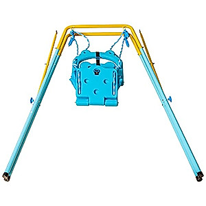 HLC Folding Toddler Swing Set with Metal Frame and Safety Belt Swing Easy to Assemble & Store Suitable for Baby/chirldren's Gift