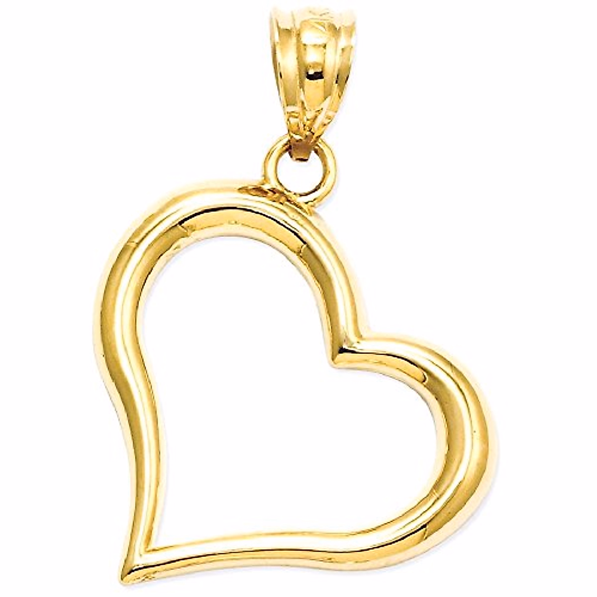 IceCarats 14K Yellow Gold Dangling Heart Necklace Love Pendant Charm 25mm x 19mm Only
