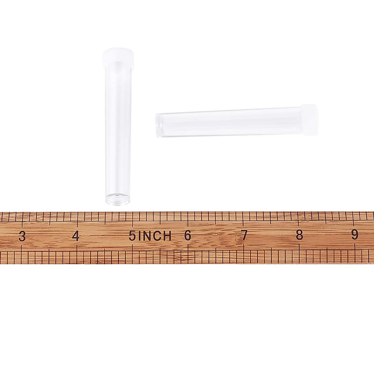 Craftdady 200Pcs Clear Plastic Tube Bead Containers Transparent Storage Test Tubes with Caps 2.99x0.53" (76x13.5mm)