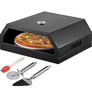 VEVOR Black Pizza Oven Set with 12 inch Pizza Stone, Pizza Shovel, Pizza Cutter, Thermometer, Stainless Steel Camp Pizza Oven Outoor, Portable Pizza Oven Kit for Outside, Camping, Oven, Charcoal Grill