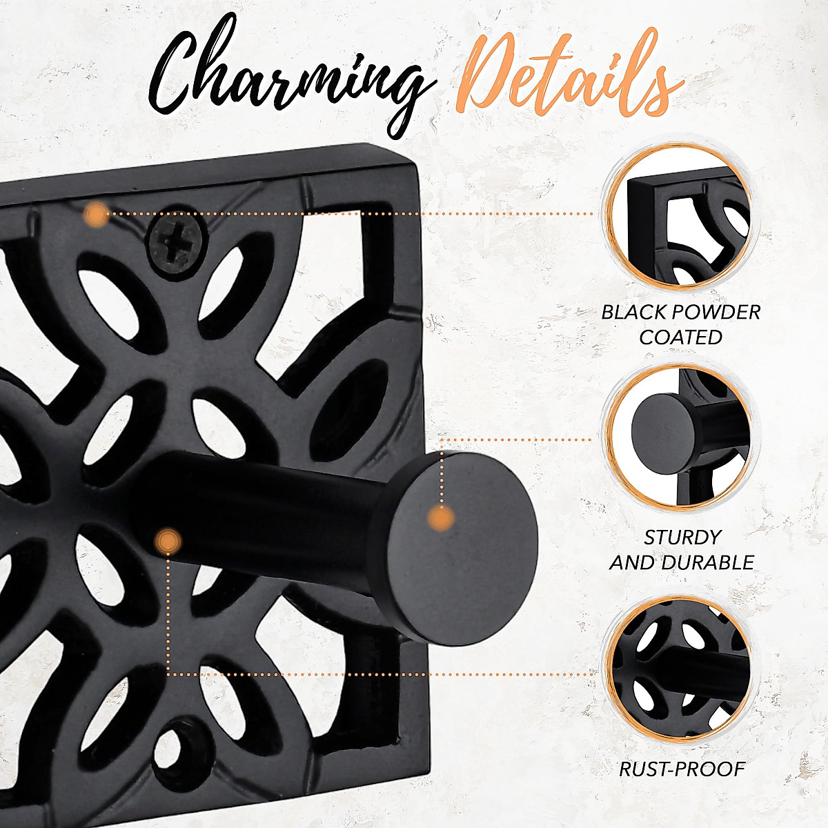 Autumn Alley Black Bathroom Towel Hook Robe Hook Wall Mounted - Wall Hooks for Towel, Robe, Coat, and Door Hooks for Bathroom Rustproof Modern Unique Style, 2 Pack