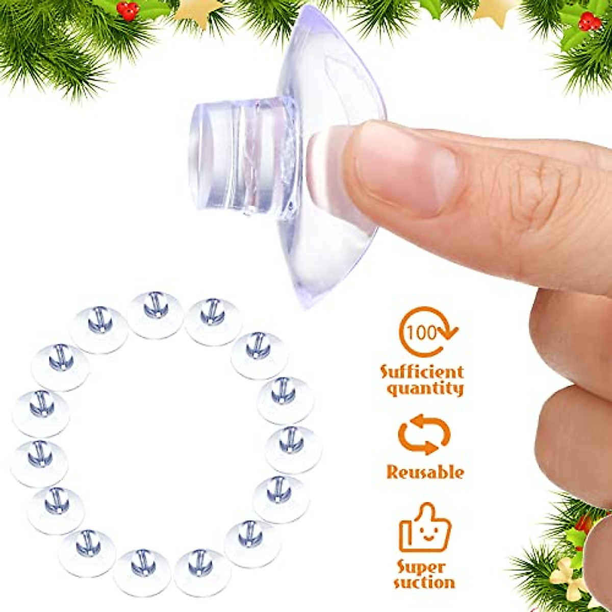 100 Pieces Christmas Light Suction Cup Shower Caddy Light String Mini Window Suction Cup Hooks Holder Hanging Light Clip Xmas Suction Cup Clip No Tool Required for Christmas Decoration