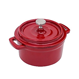 Flavehc Mini Cocotte 8 oz Mini Dutch Oven 0.25 qt. Cast Iron Garlic Roaster for Oven Garlic Confit Pot Ramekins with Lids Oven Safe Set of 4, Red